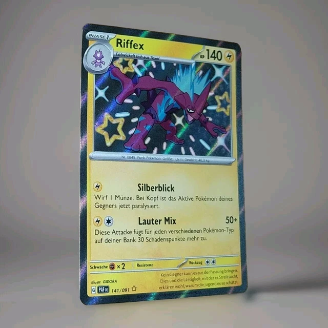 RIFFEX SHINY POKEMON Karte Deutsch 141/091 Paldeas Schicksale EUR 5,99 ...
