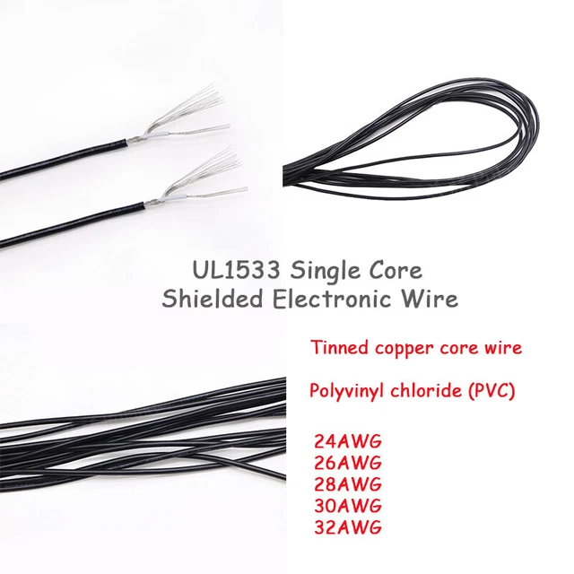 UL1533 SINGLE CORE Shielded Electronic Wires 24AWG~32AWG Tinned Copper ...