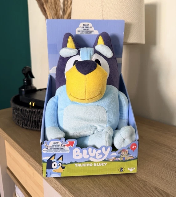 BLUEY TALKING BLUEY Plush Soft Toy Medium 30cm Dogs Blue Yellow Navy £ ...