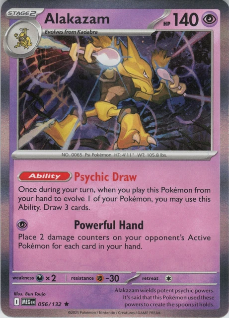 ALAKAZAM RARE ME01: Mega Evolution 056/132 NM Reverse Holo £1.82 ...