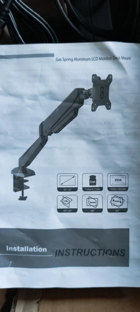 EONO SINGLE MONITOR Arm Desk Mount Height Adjustable Gas Spring £29.99 ...