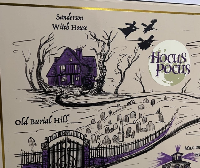 HOCUS POCUS HALLOWEEN Town Map of Salem Wood 16" x 12" Disney Wall ...
