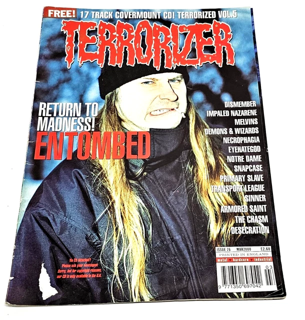 TERRORIZER MAGAZINE ISSUE 76 March 2000 Entombed Armored Saint Demons ...
