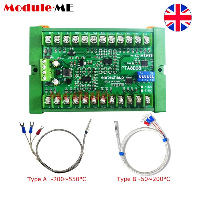 8 CHANNEL DC 8-30V PT100 RTD RS485 Temperature Sensor Module Modbus -40 ...