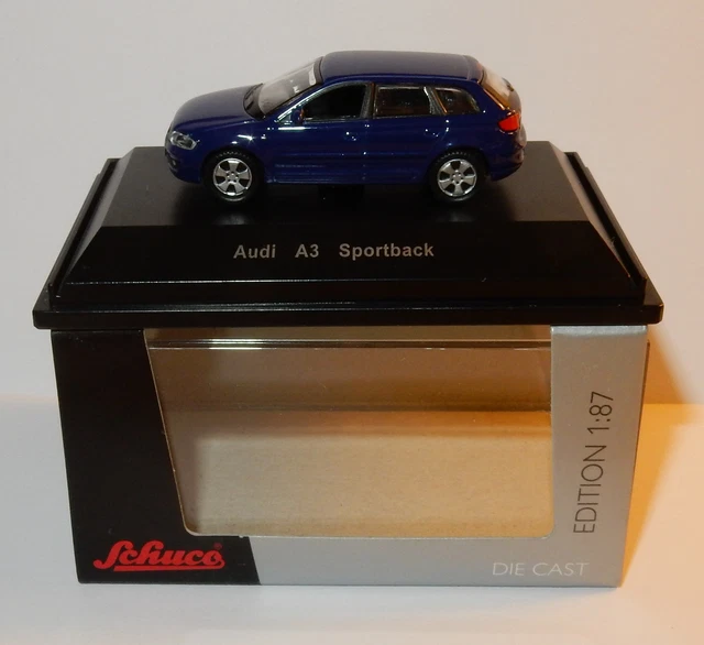 MICRO METAL DIE Cast Schuco Ho 1/87 Audi A3 Sportback Blue Fonce In Box ...