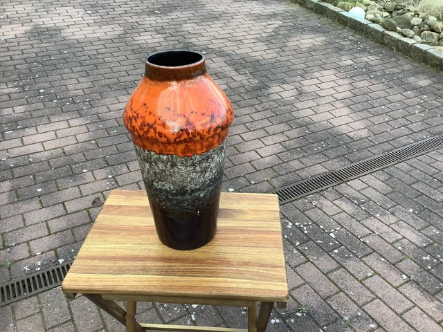 GROSSE BODENVASE KERAMIK FAT Lava Orange 50er 60er 70er Jahre vintage 50 cm EUR 45,00 - PicClick DE
