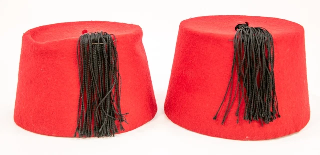 VINTAGE LAMRANI FRERES Traditional Turkish Red Felt Fez with Tassel x2 ...