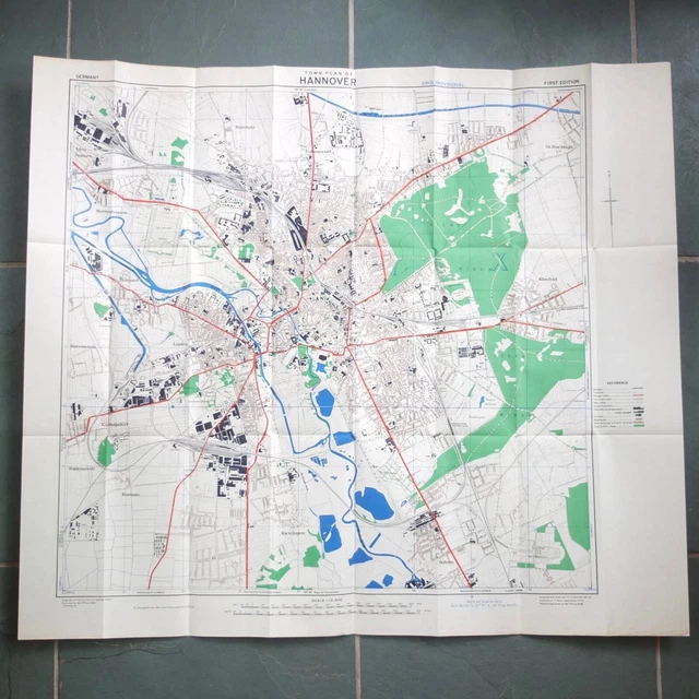 WW2 1945 HANNOVER Germany British Army Map Raf Royal Air Force Hanover ...