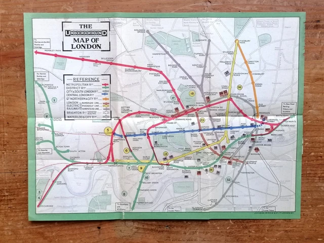 ORIGINAL 1911 LONDON Underground Map - Early unified map - Lovely ...