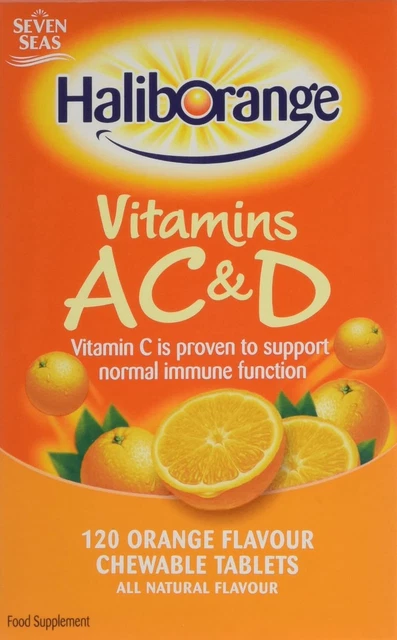 HALIBORANGE VITAMINS A, C and D, Chewable Tablets - 120 Orange Flavour ...