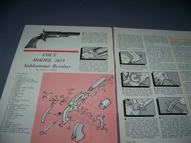 HISTORY: COLT MODEL 1855 Sidehammer Revolver..details/Exploded View ...