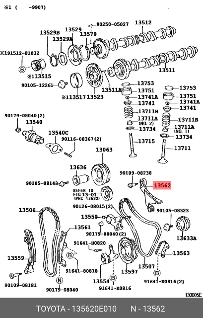 ORIGINAL OE STEUERKETTE Umlenkschiene, 135620E010 für TOYOTA 13562 ...
