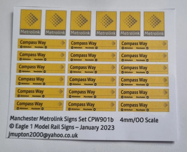 OO SCALE MANCHESTER Metrolink Tram Station Stop Sign Set - Your Choice ...