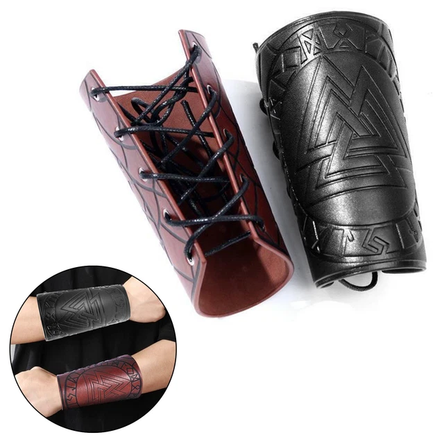 MEDIEVAL VIKING BRACER Leather Arm Armor Cuff Gauntlet Wristband Punk ...