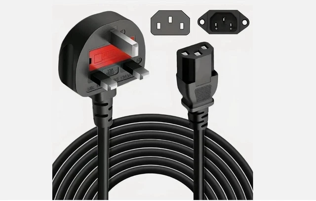 POWER CORD UK Plug to IEC Cable PC Mains Kettle Lead C13 - 2 & 3m £5.50 ...