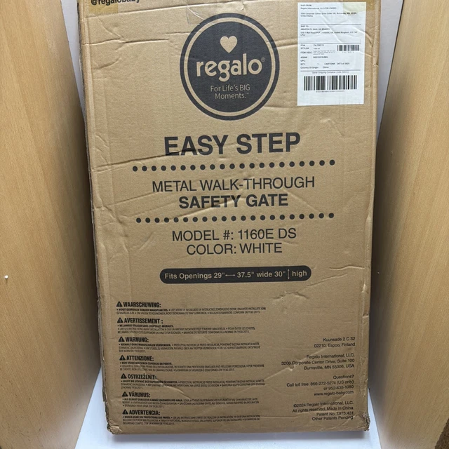 REGALO EASY STEP Safety Gate Metal Walk-Through Model 1160E Ds White £ ...