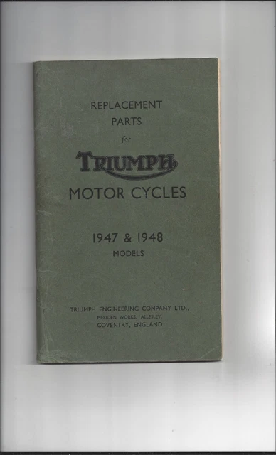 MOTOR CYCLES-TRIUMPH; MANUAL-REPLACEMENT parts; post-WW2 British motor ...