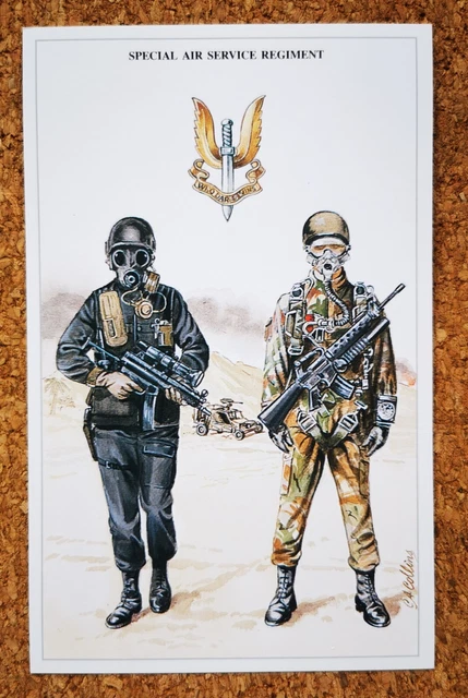 POSTCARD ARMY NAVY Airforce SAS Military Regiments Uniforms & Badges ...