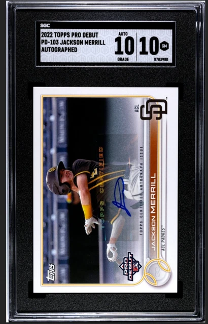 2022 TOPPS PRO Debut Jackson Merrill Auto SGC 10/10 San Diego Padres PD ...