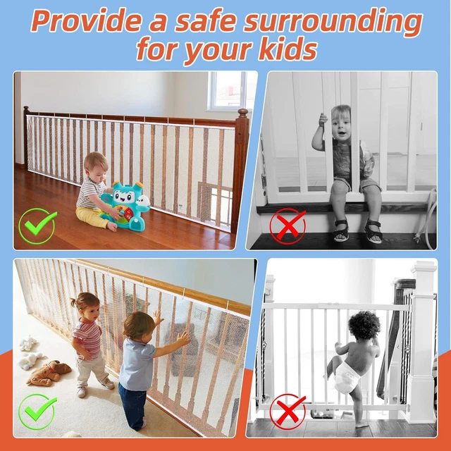 BANISTER GUARD 15 Ft L X 3 Ft H, Deck Safety Net for Baby Proofing ...