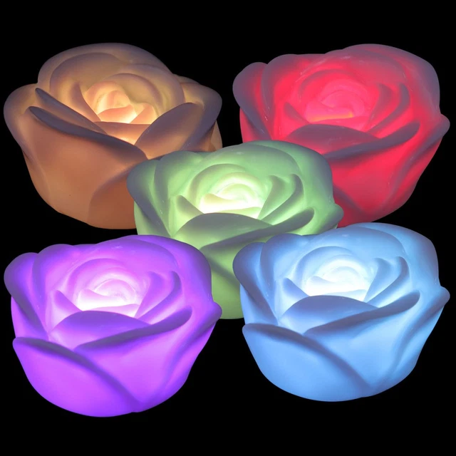 5 PCS TEA Lights Artificial Lantern Child Rose Flower Led £8.39 ...