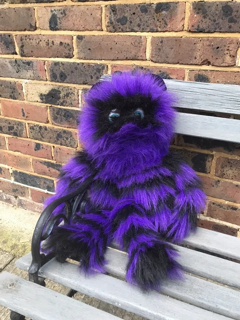 THE PUPPET COMPANY Purple Black Monster Extra Fluffy.Large Size.Squeaky ...