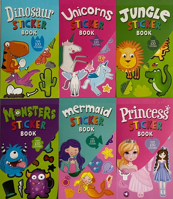 DINOSAUR, UNICORN, MERMAID, Monster, Jungle or Princess Sticker Book ...