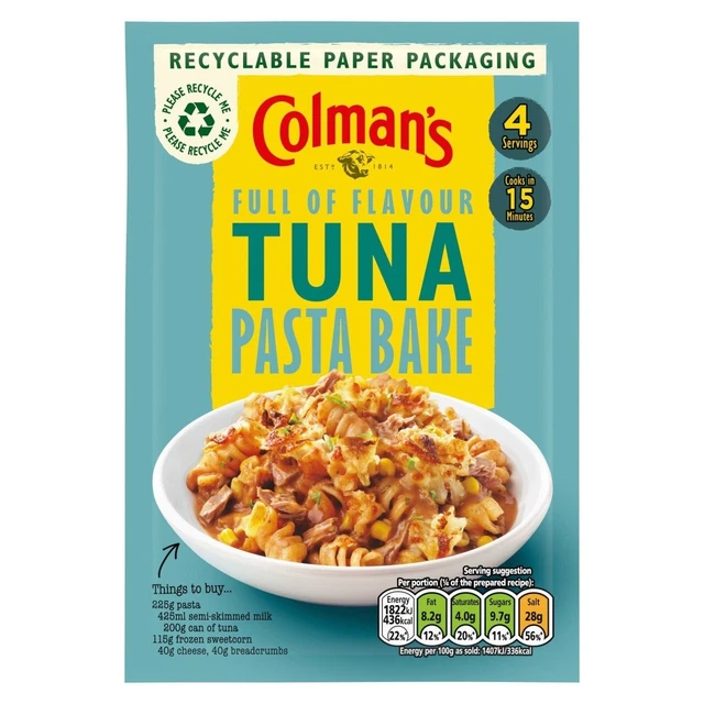 COLMAN'S TUNA PASTA Bake Recipe Packet Mix 44g PACK OF 4 $14.59 ...