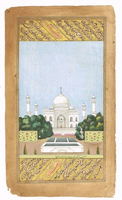 INDIAN MINIATURE PAINTING Of Taj Mahal Symbol Of Love Vintage Mughal Art 4.75x8" £398.71 ...