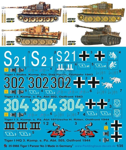 PEDDINGHAUS 1/35 TIGER II (King Tiger) Tank Markings Seconde Guerre ...