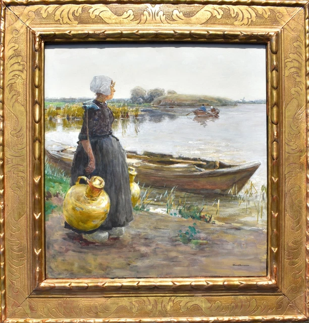 TABLEAU AQUARELLE HANS HERRMANN (1858-1942) vers 1900 école hollandaise ...