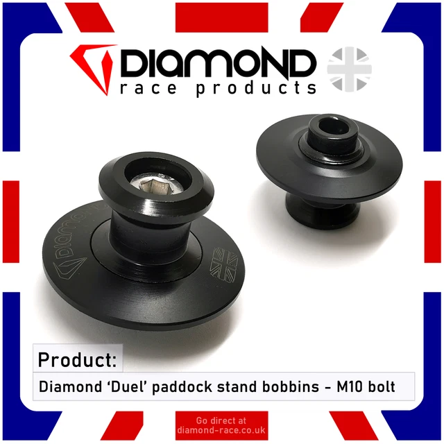 DIAMOND 'DUEL' PADDOCK STAND BOBBINS - M10 Bolts - Kawasaki ER-6F 2010 ...