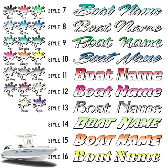 BOAT NAME DECAL 2x12" / Custom Hull Graphic / Premium Marine Vinyl ...
