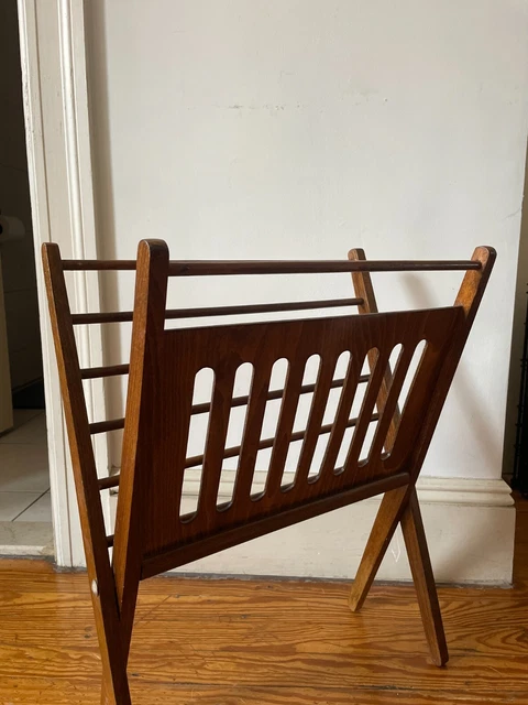 MID-CENTURY MODERN DANISH Folding Magazine Rack Dark Wood made in ...