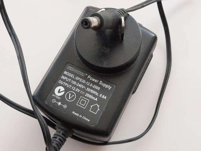 FLYPOWER CHARGER ADAPTER 12V 2000mA 2A MODEL SPS30-12.0-2000 5.5mm PLUG ...