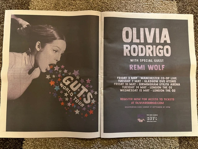 OLIVIA RODRIGO GUTS World Tour 2024 - Double Page Promo Advertisement ...