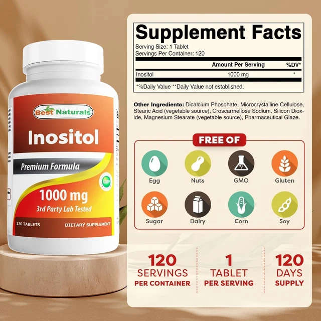 BEST NATURALS - Inositol 1000mg 120 Tablets - Also Called Vitamin B8 ...