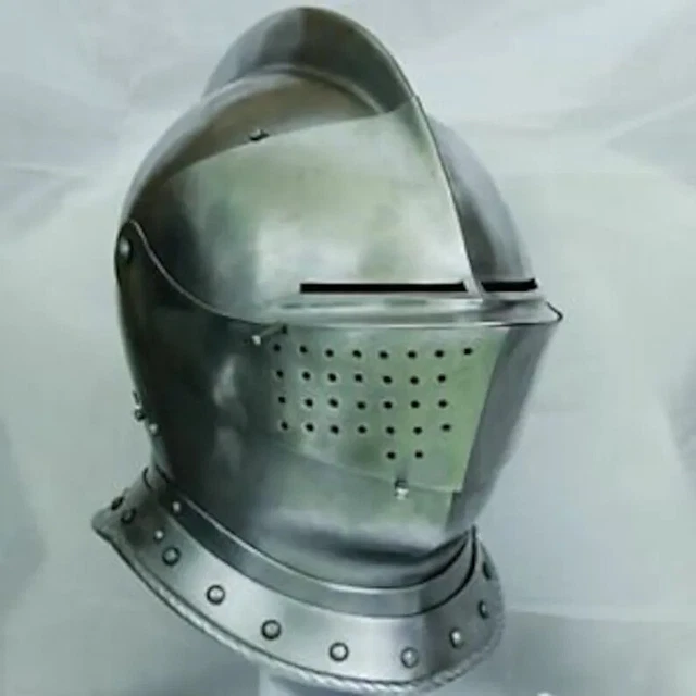 18 GA LARP Medieval Close Helmet Battle Knight Armor Helmet Collectible ...