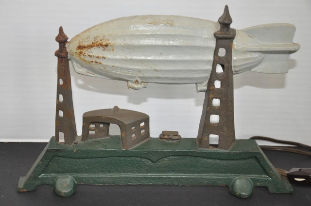 ANTIQUE SCHYLLING #1 Usa Graf Zeppelin Air Ship Lamp Doorstop Cast Iron ...