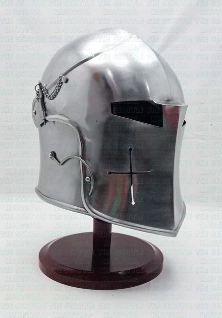 MEDIEVAL VISOR BARBUTA Helmet M Steel Armor Helmet Knight Wearable ...