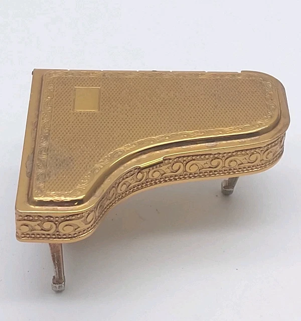 VINTAGE GOLD TONE Pygmalion Sonata Piano shaped powder compact £99.50 ...
