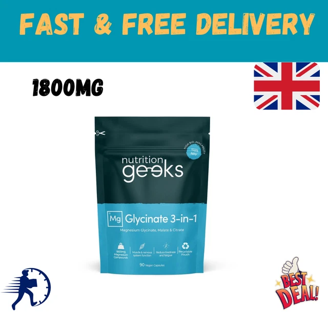 MAGNESIUM GLYCINATE 3-IN-1 Complex, 1800mg Magnesium Supplements High ...