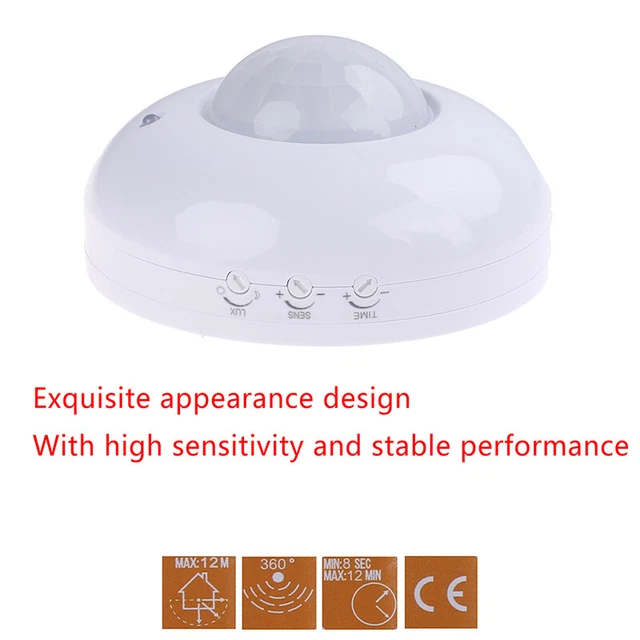 360° SURFACE MOUNT PIR Ceiling Occupancy Motion Sensor Detector Light ...