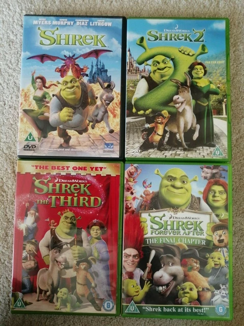 SHREK DVD BUNDLE Dreamworks x4 Shrek 1, Shrek 2, Shrek 3, Shrek Forever ...