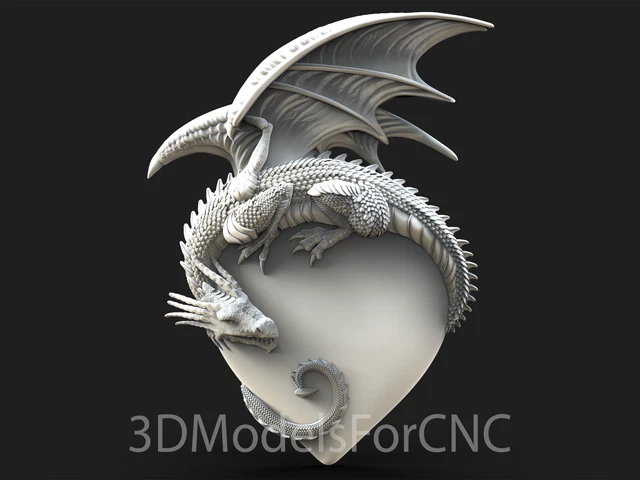 3d Model Stl File For Cnc Router Laser And 3d Printer Dragon And Skull 4