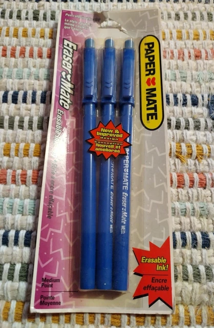 VTG ERASER MATE Erasable Ink Pen Gillette Blue Ink Medium point Made In ...