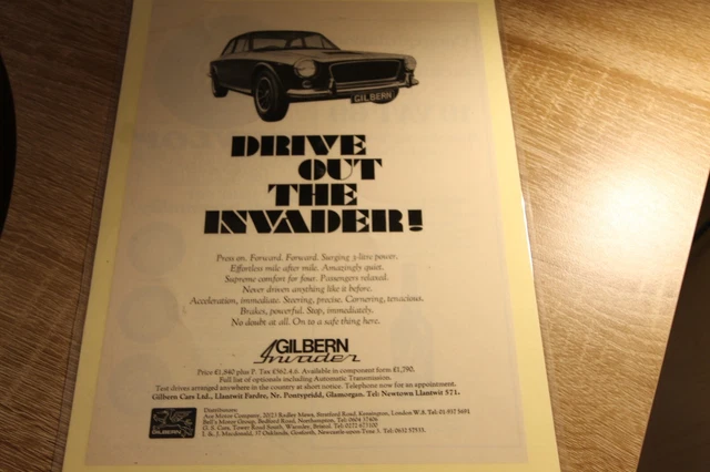 ORIGINAL MAGAZINE ADVERT: 1960s Mono GILBERN INVADER laminated wall-art ...