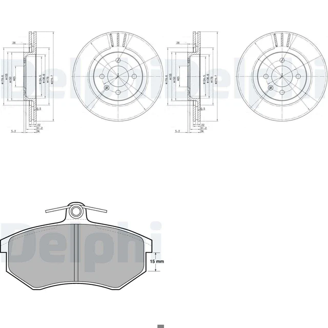 DELPHI DISQUES DE Frein 280mm + Revêtements pour Avant VW Golf 2 Passat Gti G60 EUR 86,33 ...