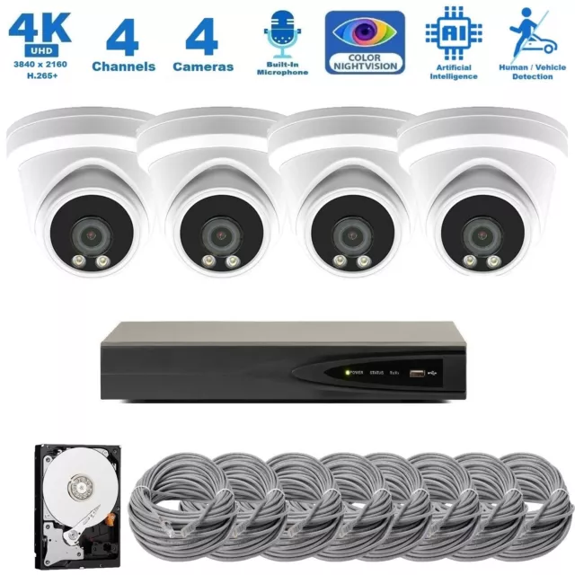 HIKVISION 4K 8MP NVR 8MP ColorVu Audio PoE IP Camera Security CCTV ...