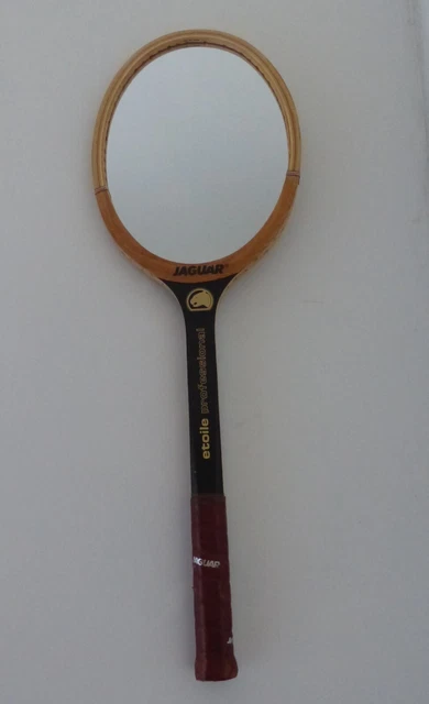 VINTAGE UPCYCLED JAGUAR etoile Wooden Tennis Racket MIRROR £15.00 ...